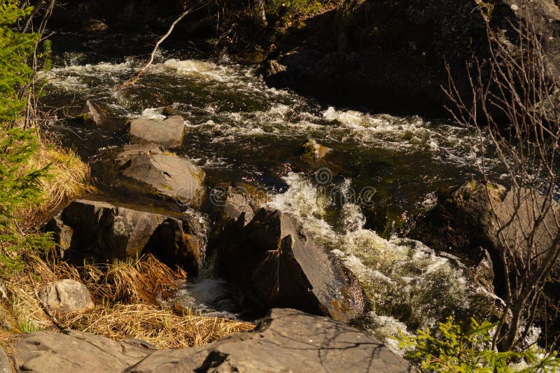 Waterfall Background. Rushing Stream Water Stock Image - Image of fall ...