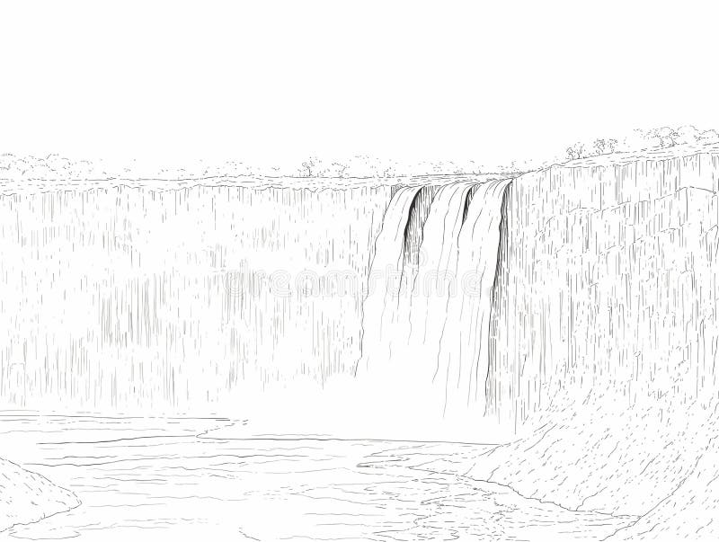 A Waterfall with a Waterfall in the Background - Victoria Falls Stock ...