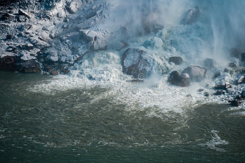 Waterfall Basin and Snowy Landscape Stock Image - Image of glacier ...
