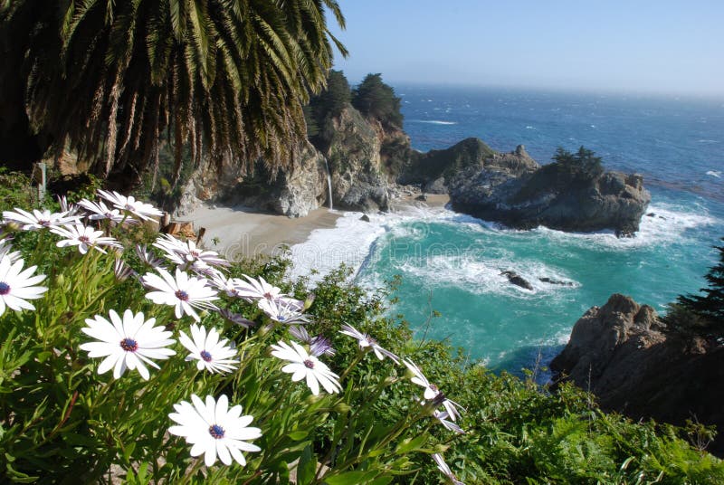 Waterfall on Beach stock image. Image of sand, water, road - 8926233