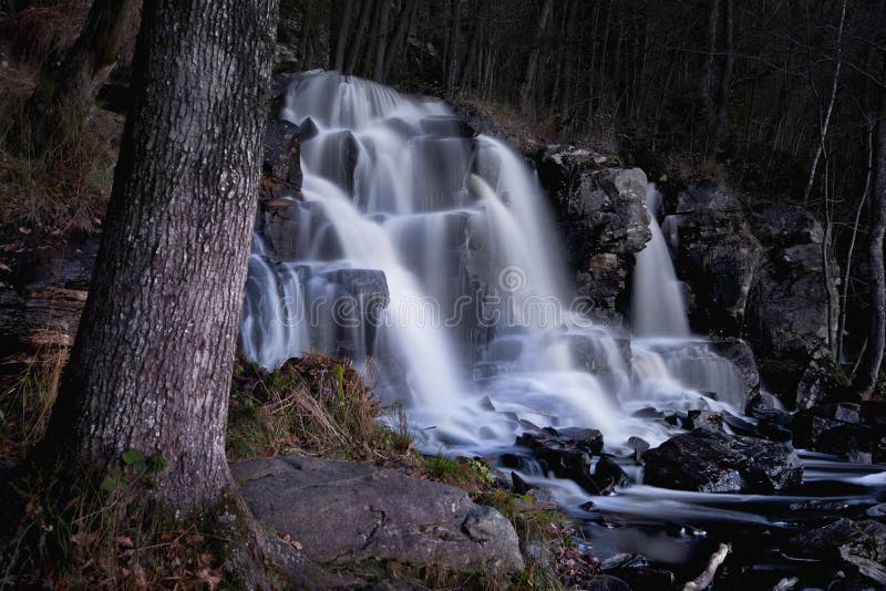 Waterfall in the Forest. 50 Meter High. Stock Image - Image of colors ...