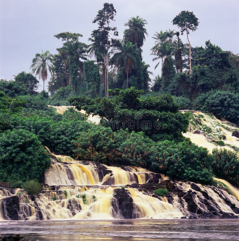 Waterfall in gabon stock photo. Image of river, watercourse - 103585220