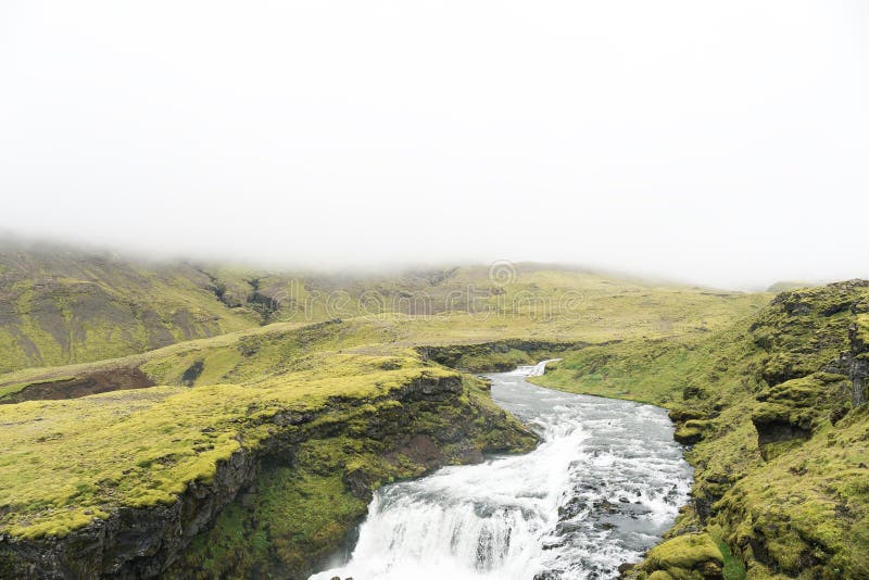 Waterfall in the Beautiful Landscape in Icelandic Environment during ...