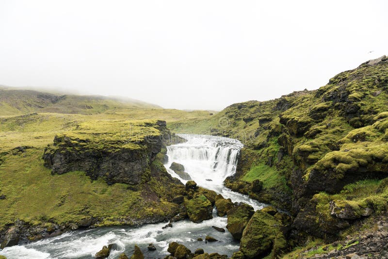 Waterfall in the Beautiful Landscape in Icelandic Environment during ...