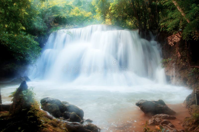 Waterfall with Beautiful of Spring Stock Image - Image of forest ...