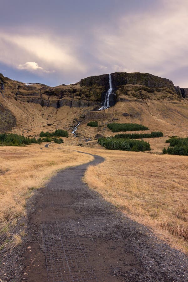 Waterfall of Bjarnarfoss in Iceland Stock Photo - Image of canyon ...