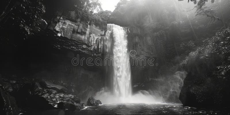 Waterfall in Black and White Stock Photo - Image of waterfall, outdoors ...