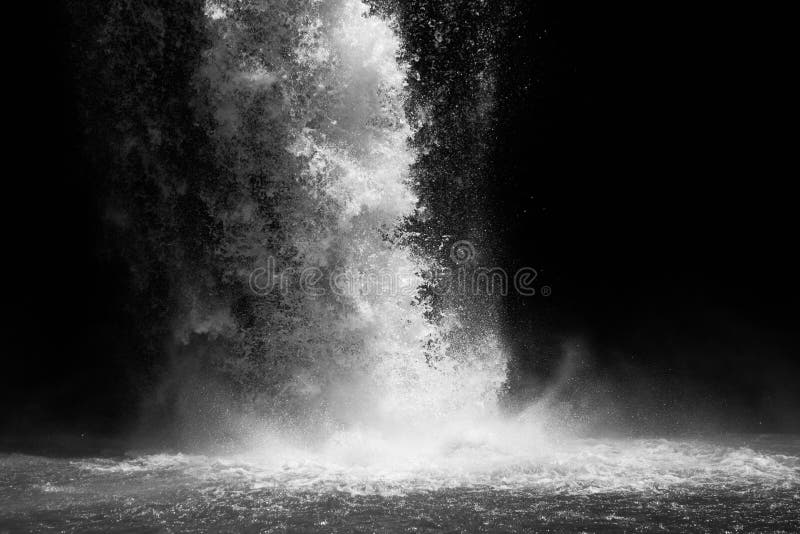 The Waterfall And Black Rock Stock Image - Image of waterfall, peace ...