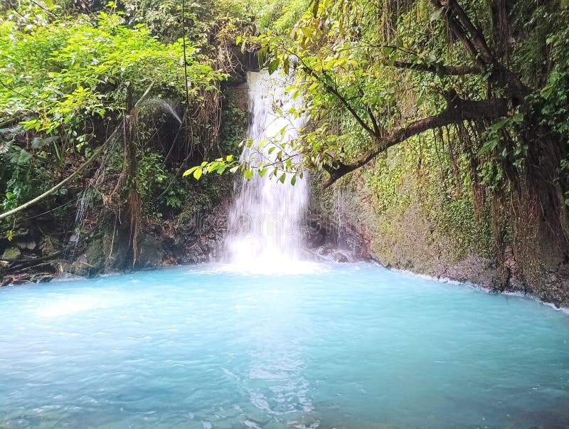 The Waterfall is Blue and the Scenery is Very Beautiful Stock Photo ...