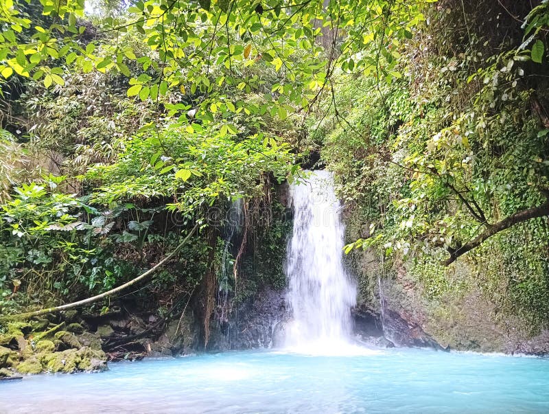 The Waterfall is Blue and the Scenery is Very Beautiful Stock Image ...