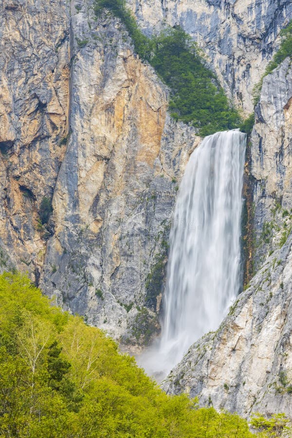 Waterfall Boka Near Soca River in Slovenia Stock Image - Image of ...
