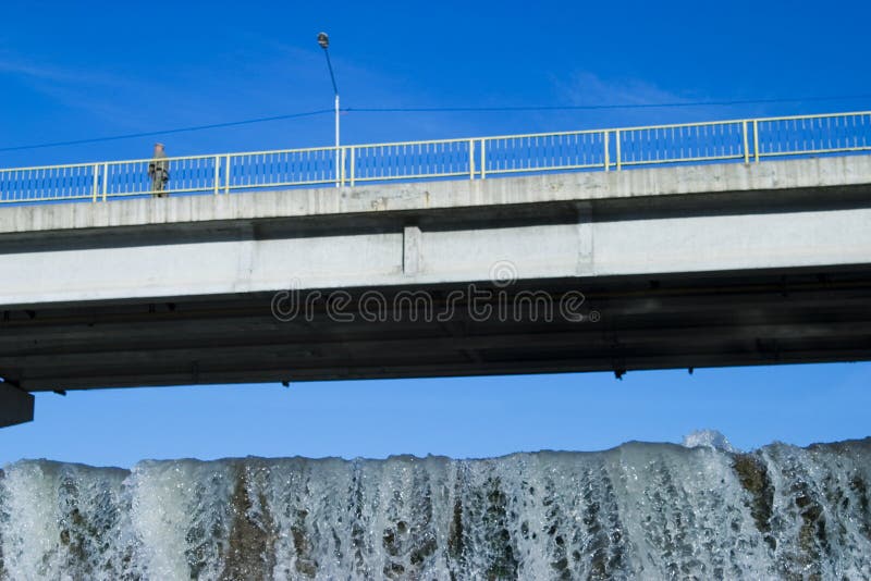 Waterfall and bridge stock image. Image of energy, outdoor - 4225037
