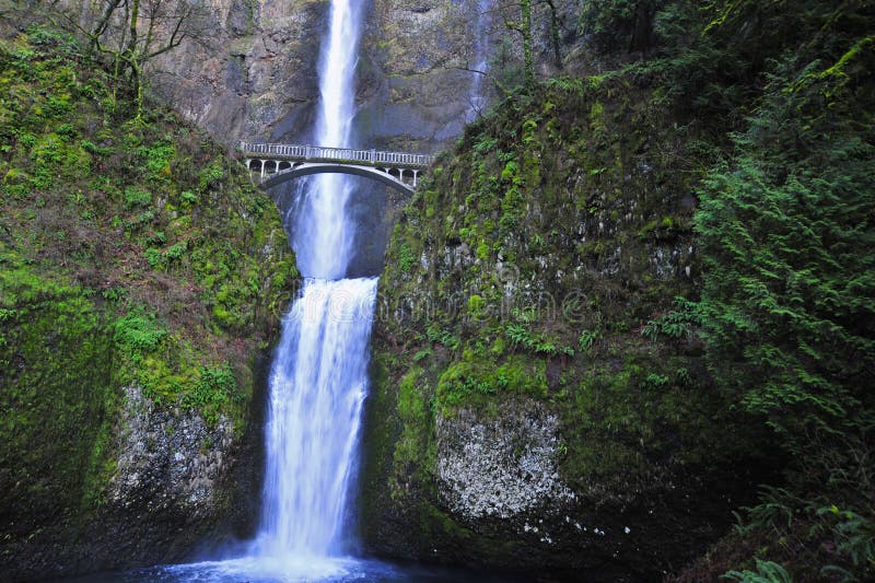 Waterfall and bridge stock image. Image of stream, north - 7440847