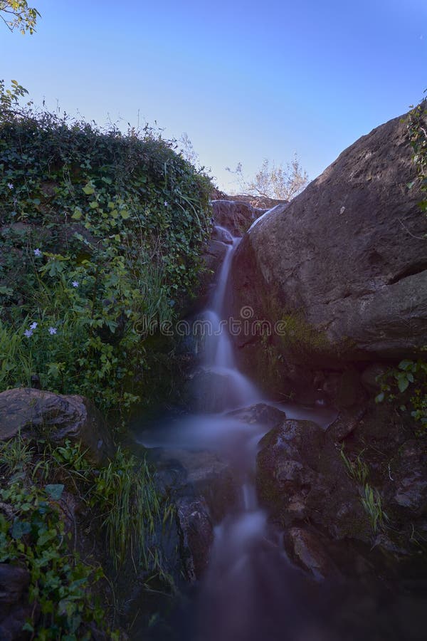 Waterfall on a Bright Spring Morning Stock Photo - Image of green, rock ...