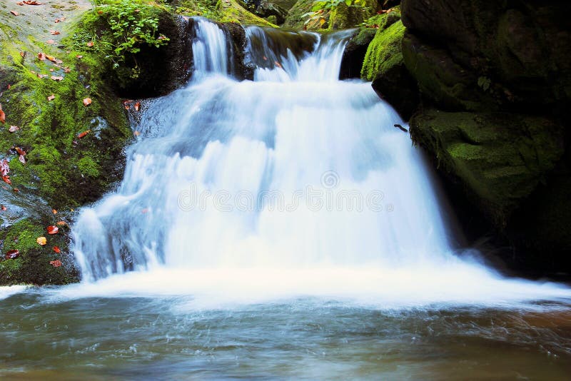 Waterfall - Cascade in the Autumn Forest Stock Image - Image of ...