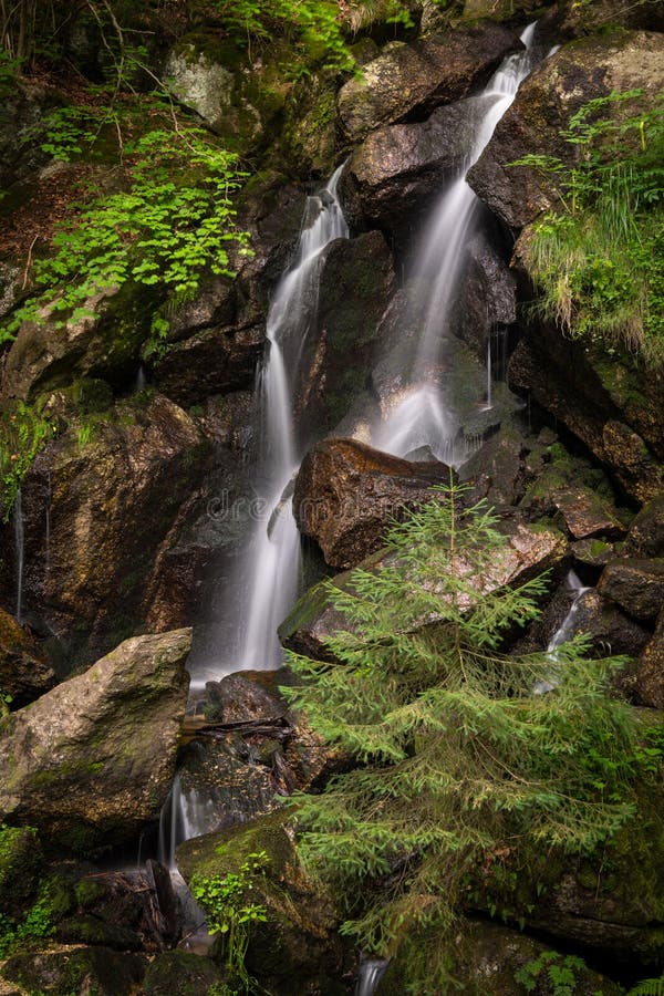 Waterfall, Cascade between Big Rocks in Ravine Ysperklamm Stock Photo ...