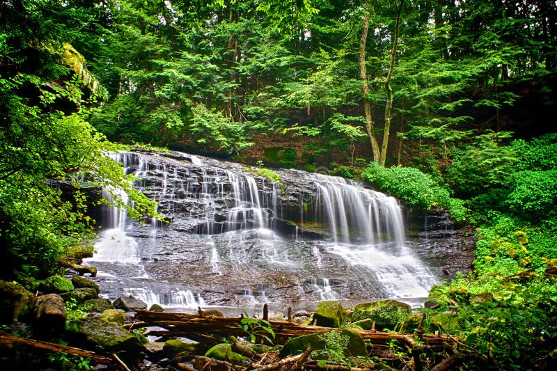 Pennsylvania Waterfall in Spring Stock Image - Image of travel ...
