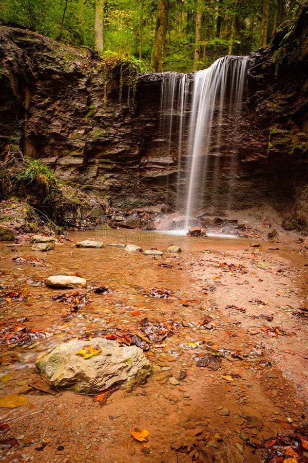 Waterfall Cascade of German Stream in Vertical Format Stock Photo ...