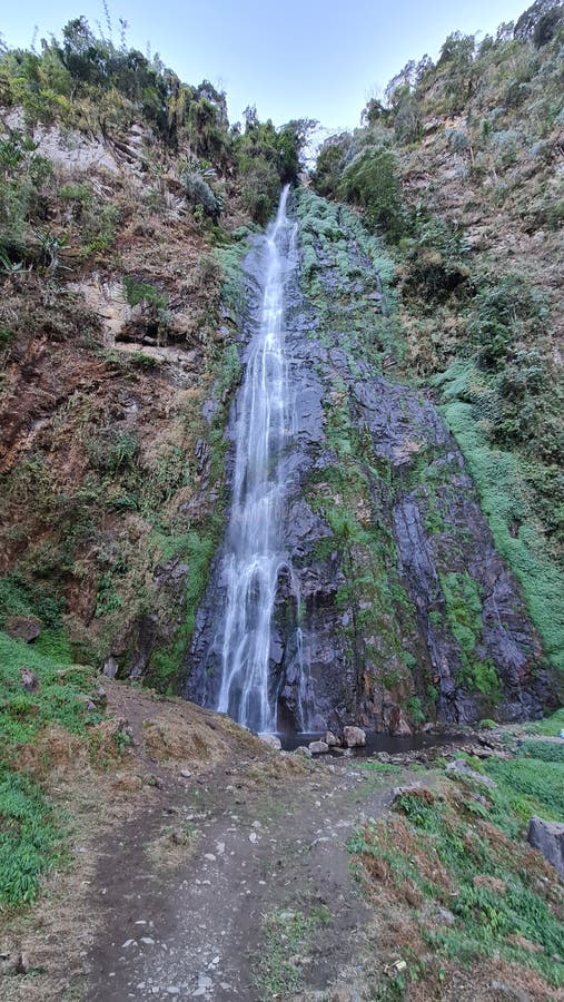 Waterfall Cascade on Mountain Rocks Stock Image - Image of galaxy ...