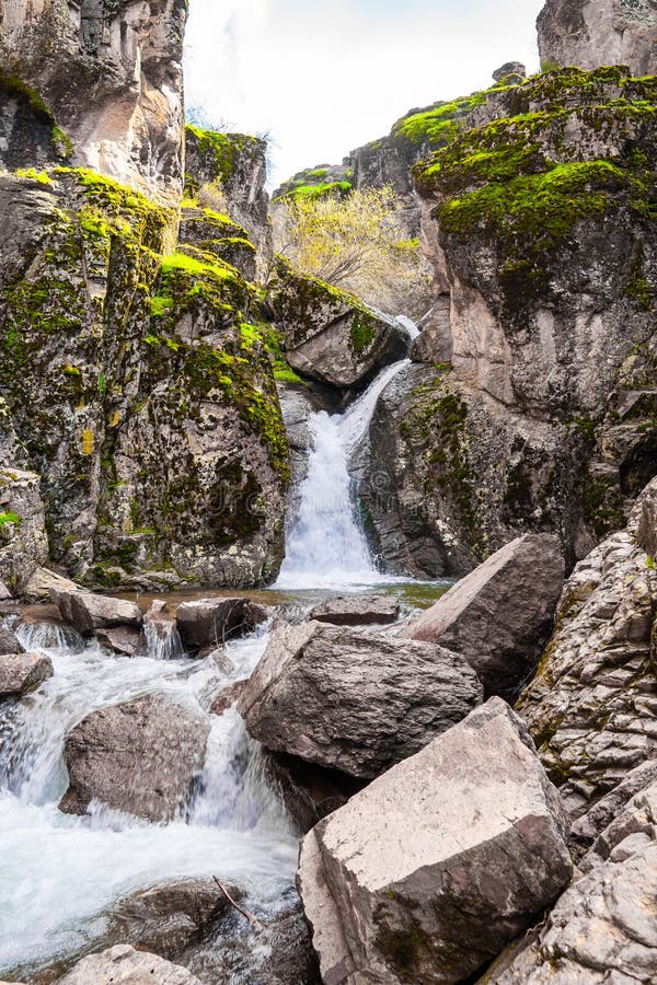 Waterfall Cascade on Mountain Rocks. Stock Photo - Image of background ...