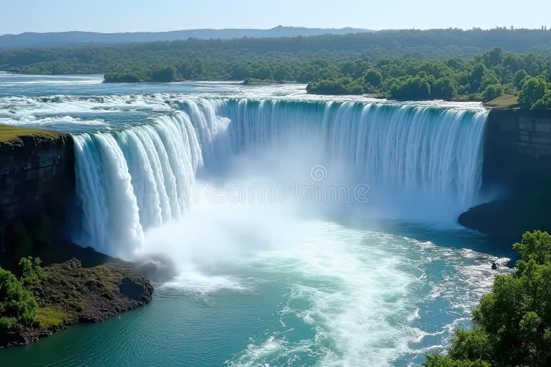 Waterfall Cascade in Sharp Focus Stock Illustration - Illustration of ...