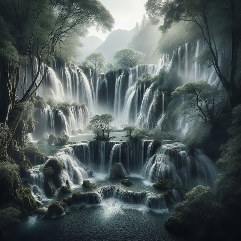 143 25. Waterfall_ a Cascade of Water Falling Over a Rocky Ledg Stock ...