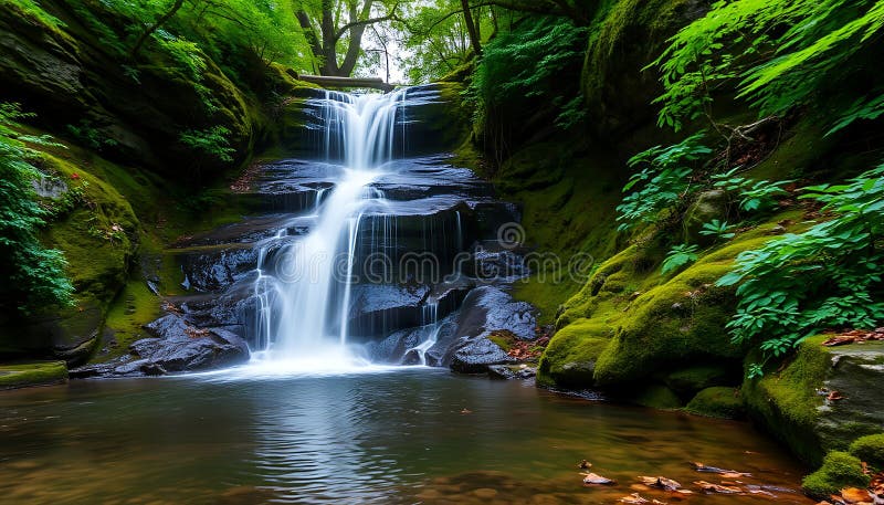 Waterfall Cascading Down Rocks, Nature S Water Feature and Natural ...