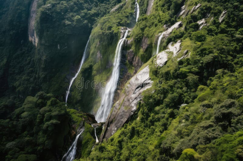Waterfall Cascading Down the Side of a Mountain in the Amazonas Stock ...