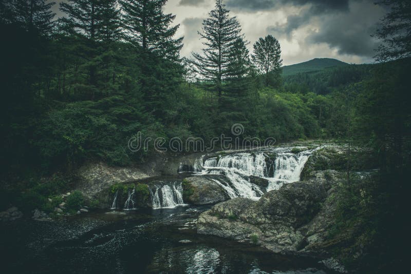Waterfall Cascading Through A Forest Picture. Image: 95031852