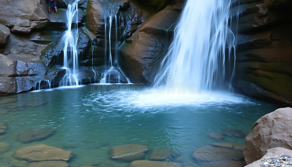 Waterfall Cascading into a Pool, Natural Water Feature Scene Generative ...
