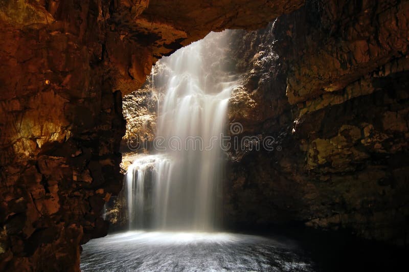 Waterfall in a Cave stock photo. Image of cave, river - 4193308