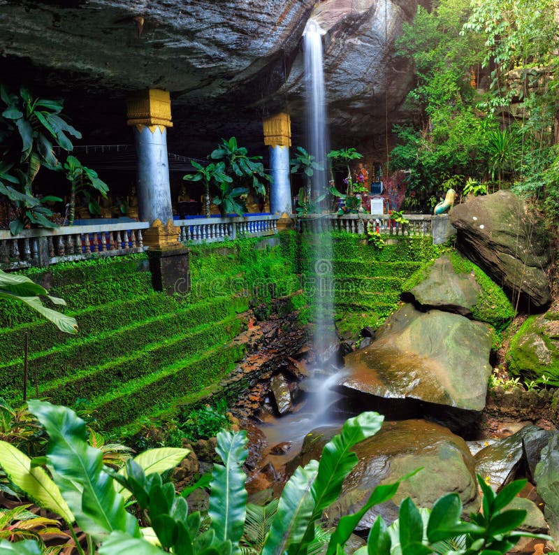 Deep Forest Beautiful Waterfall At Huai Luang Waterfall Stock Photo ...