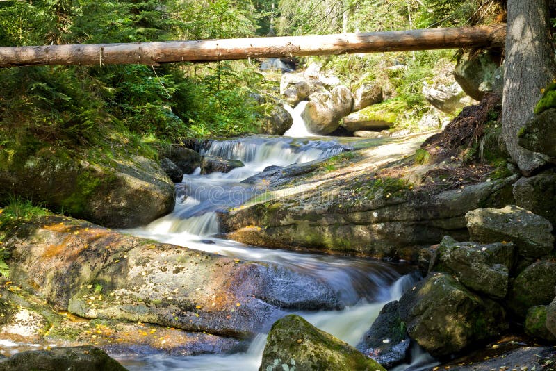 Waterfall on the Cerna Desna River - Jizera Mountains Stock Image ...