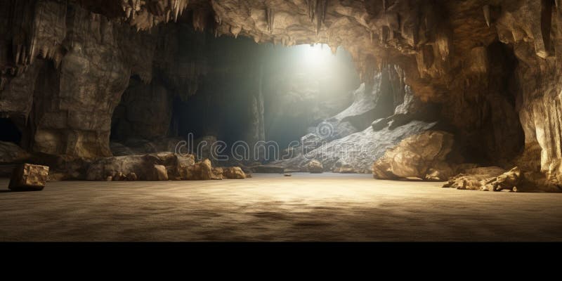 Waterfall and Chamber Cave Copy Space Blurred Background Stock ...