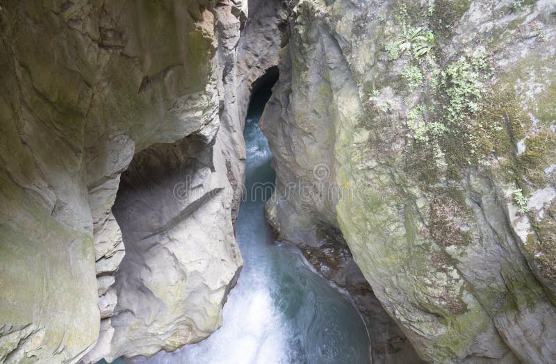 The Waterfall and Chasm Orido Di Bellano - Lago Di Como Lake Stock ...