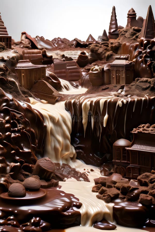 Waterfall with chocolate stock illustration. Illustration of ...