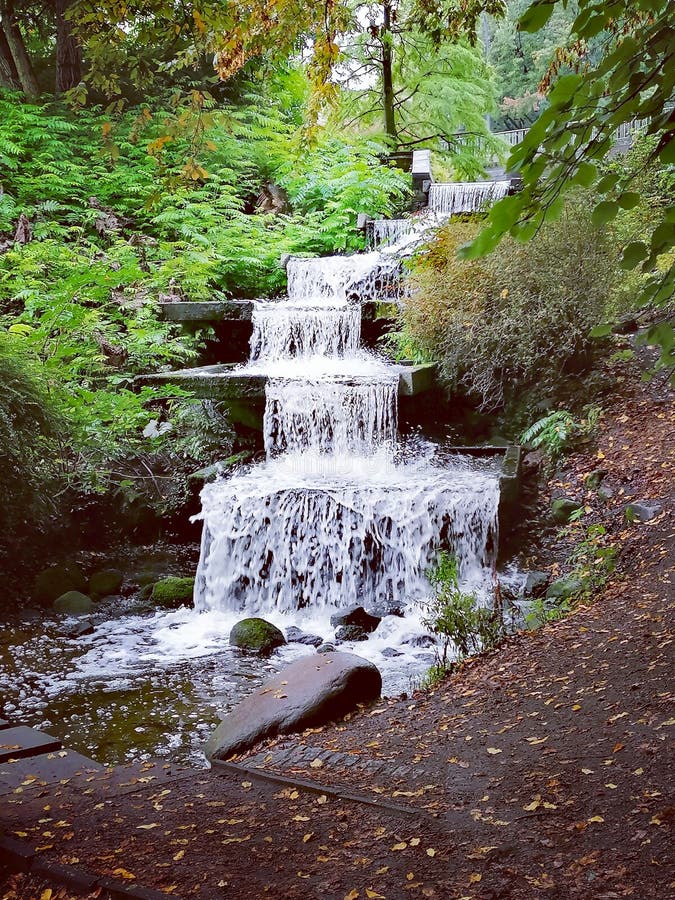 Waterfall in the city Park stock image. Image of waterfall - 159701085