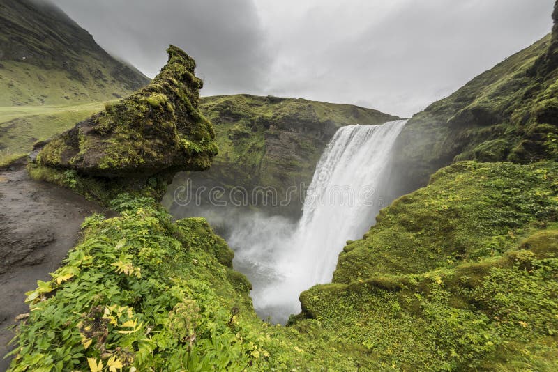Waterfall and Cliff Long Exposure Stock Photo - Image of cool, blue ...