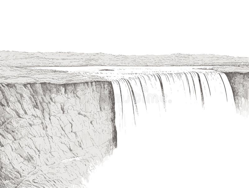 A Waterfall with a Cliff - Victoria Falls Stock Vector - Illustration ...