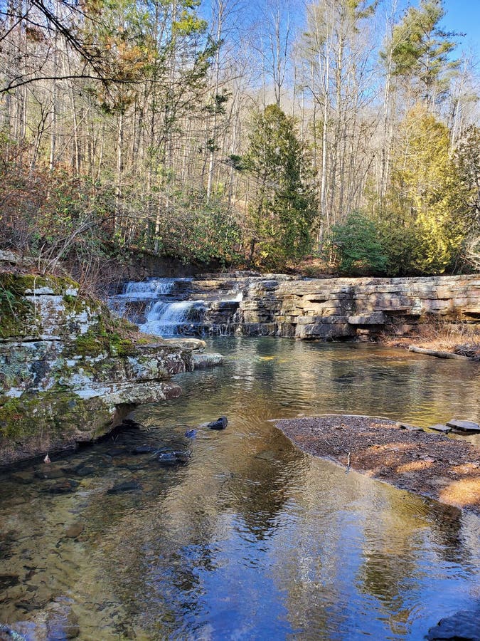 Waterfall and cliffs stock image. Image of nature, terrain - 220507277