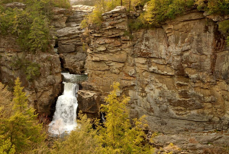 Waterfall on Cliffside Mountain Stock Photo - Image of beautiful ...