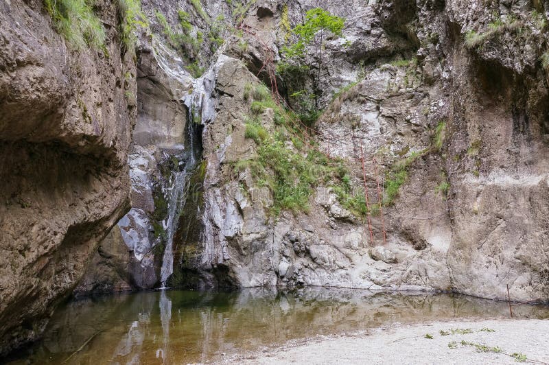 Waterfall climbing path stock image. Image of cord, footholds - 42833813