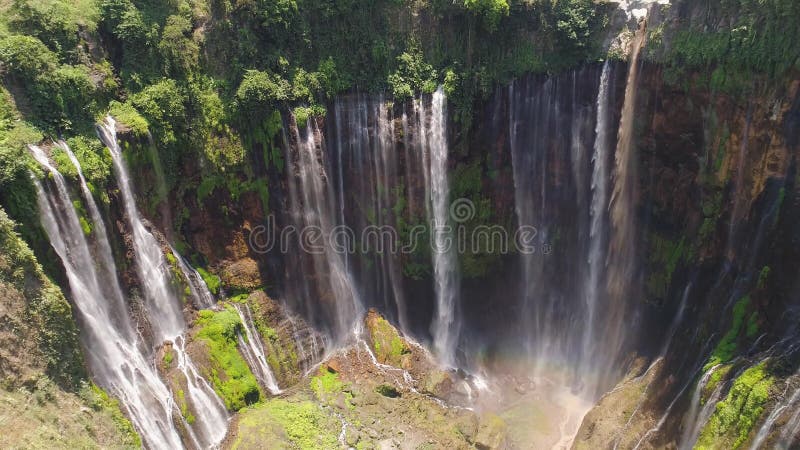 Waterfall Coban Sewu Java Indonesia Stock Video - Video of vegetation ...