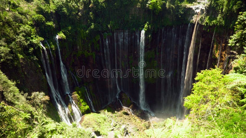 Waterfall Coban Sewu Java Indonesia Stock Photo - Image of asia, wood ...