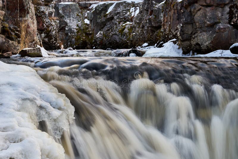 Waterfall in Cold Winter Day Stock Photo - Image of beautiful, stream ...