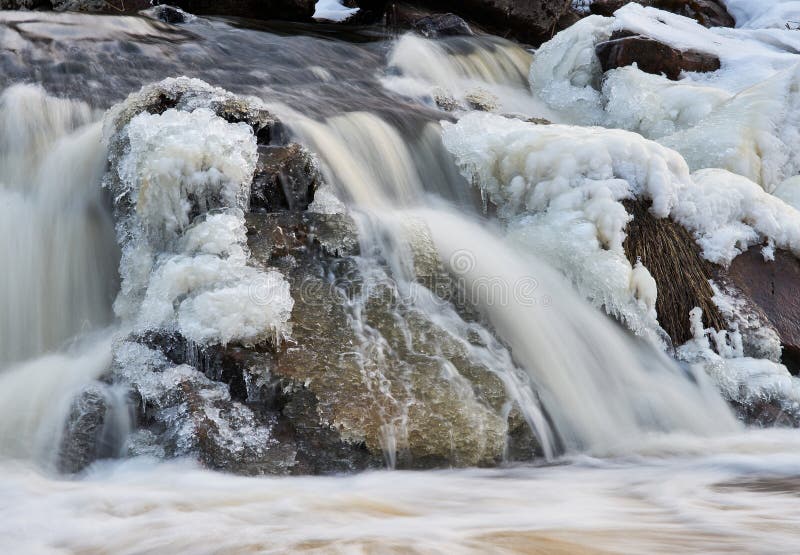 Waterfall in Cold Winter Day Stock Photo - Image of beautiful, stream ...