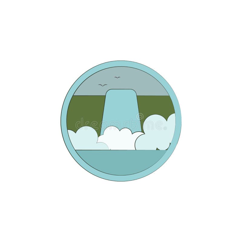 Waterfall Colored in Circle Icon. Element of Colored Landscape in ...