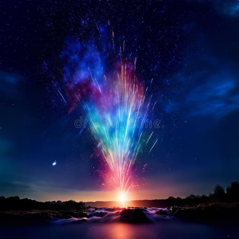 Waterfall Comets Fireworks that Shoot a Comet Like Tail into Th Stock ...