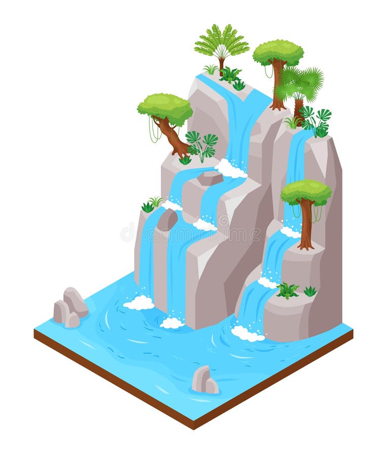 Waterfall Isometric Concept Stock Vector - Illustration of aqua ...