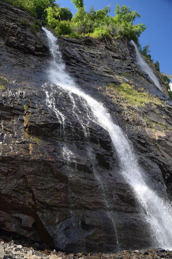 Waterfall Crashing into Ocean Stock Image - Image of clean, majesty ...
